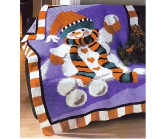Christmas Snowman Blanket Pattern Snowman Afghan Crochet - Etsy