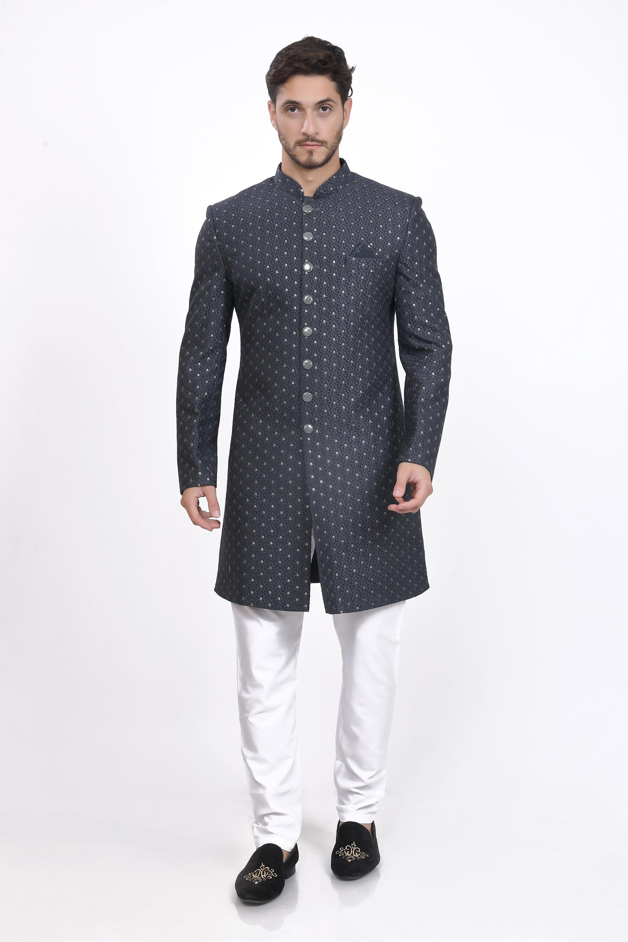 Midnight Blue Men Sherwani Set - Etsy