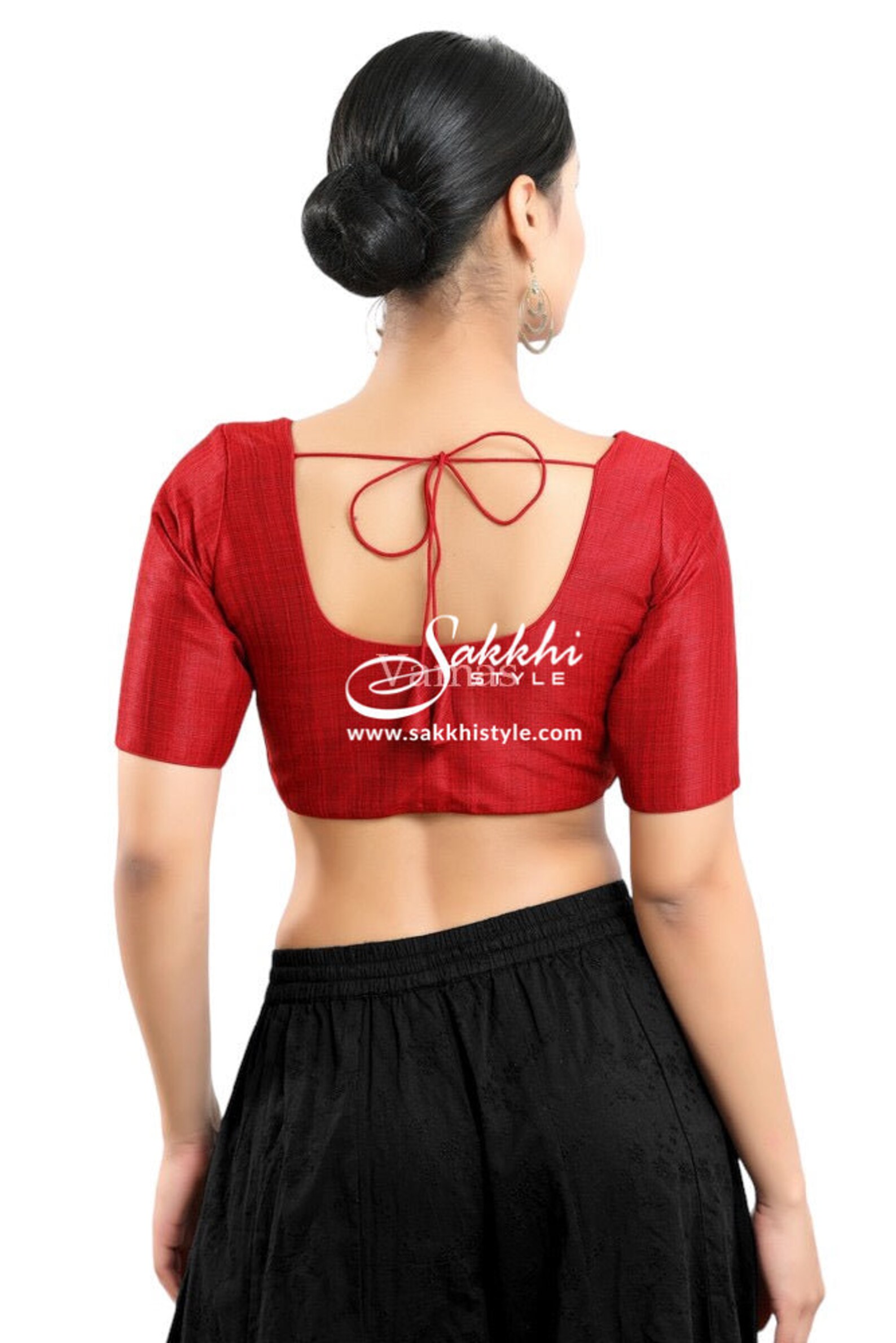 PLAIN RED BLOUSE With Elbow Length Sleeves - Etsy