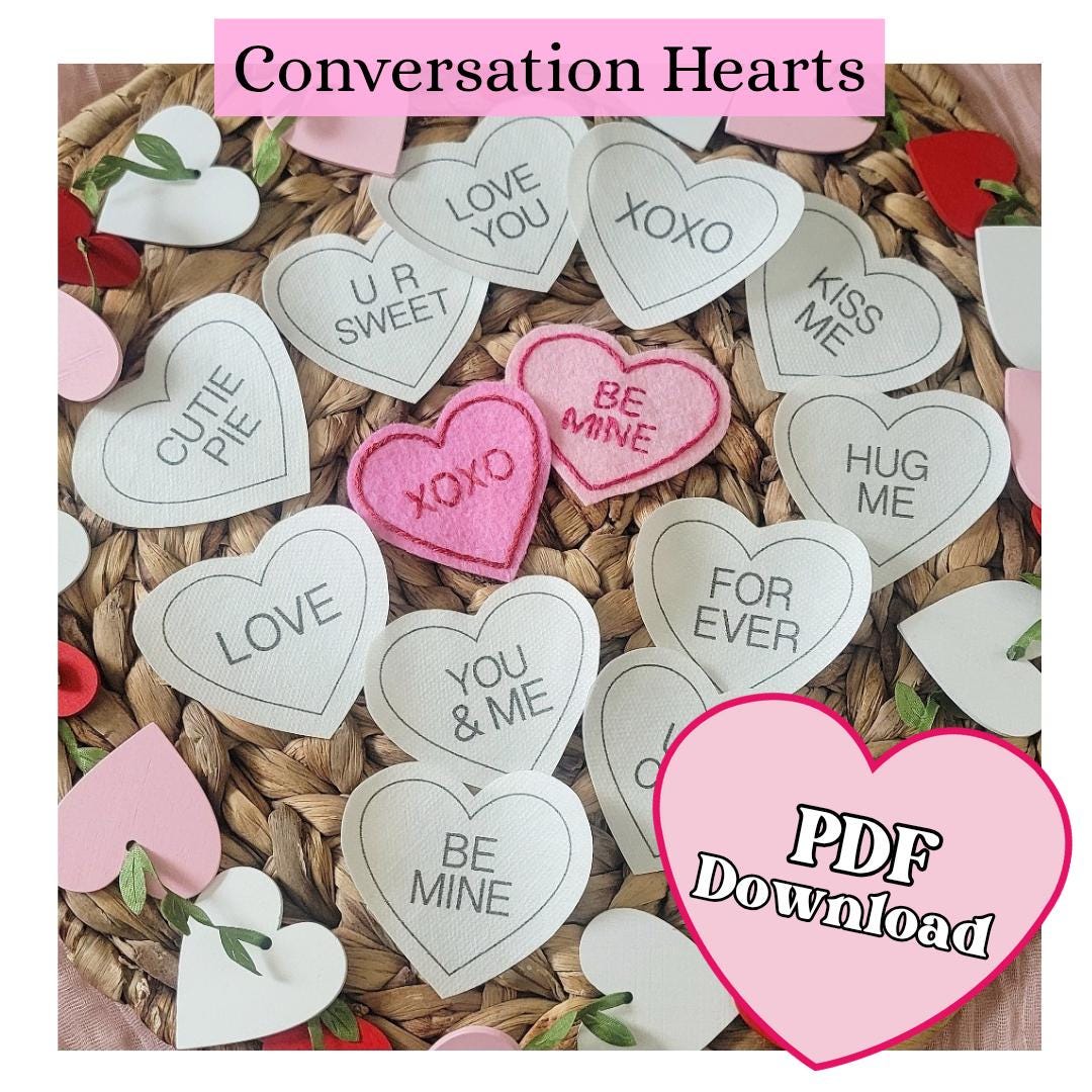 Conversation Hearts Embroidery Pattern // PDF Pattern // Hand ...