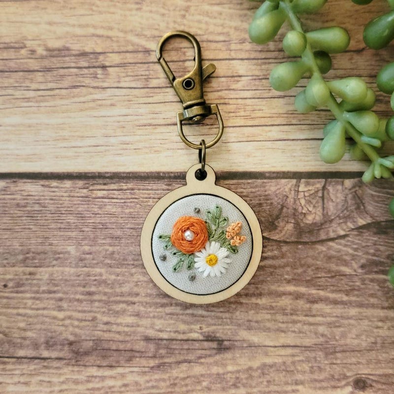 Embroidered Keychain - Etsy