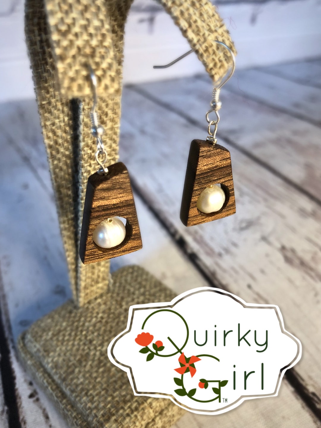 Black Walnut & Freshwater Pearl Kinetic Fidget Earrings - Etsy