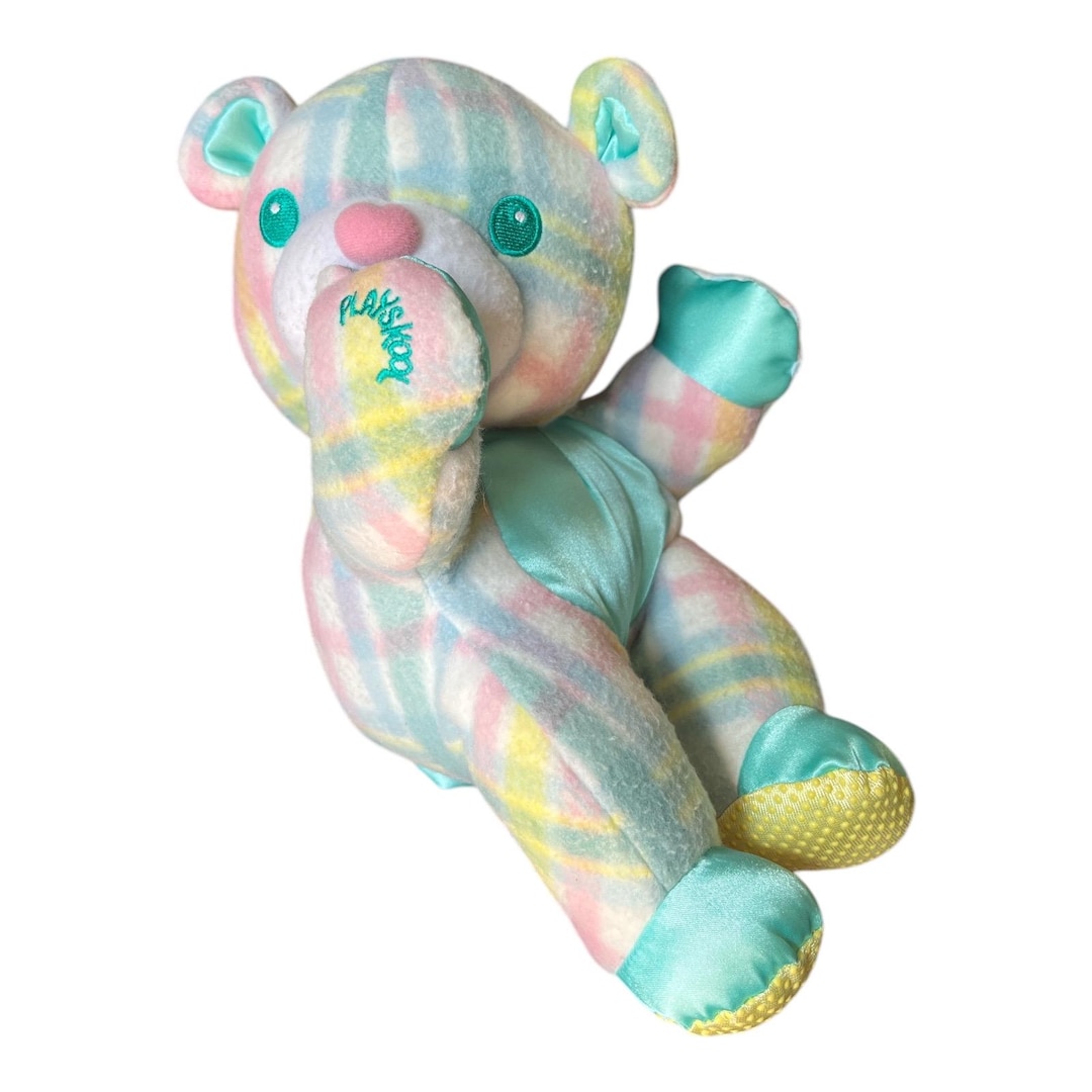 Vintage 1996 Playskool Snuzzles Pastel Plaid Plush Teddy Bear 14 Inch ...
