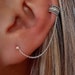 Earrings With Cartilage Chain and Lobe, Ear Cuff With 925 Silver Chain ...