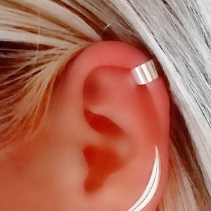 Non Pierce Full Ear Cuff Shiny Silver Smooth Ear Cuff, Earring Without ...