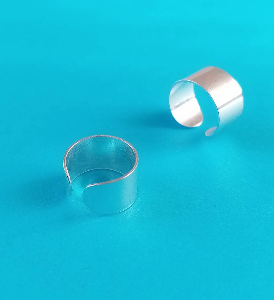 Non Pierce Full Ear Cuff Shiny Silver Smooth Ear Cuff, Earring Without ...