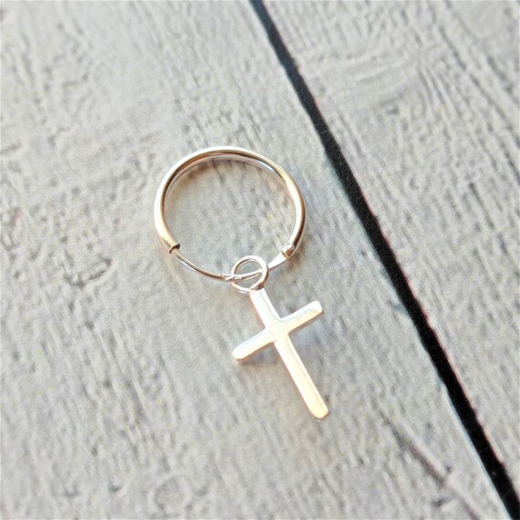 Silver Cross Hoop Earrings 925 Sterling Silver Hoops and | Etsy