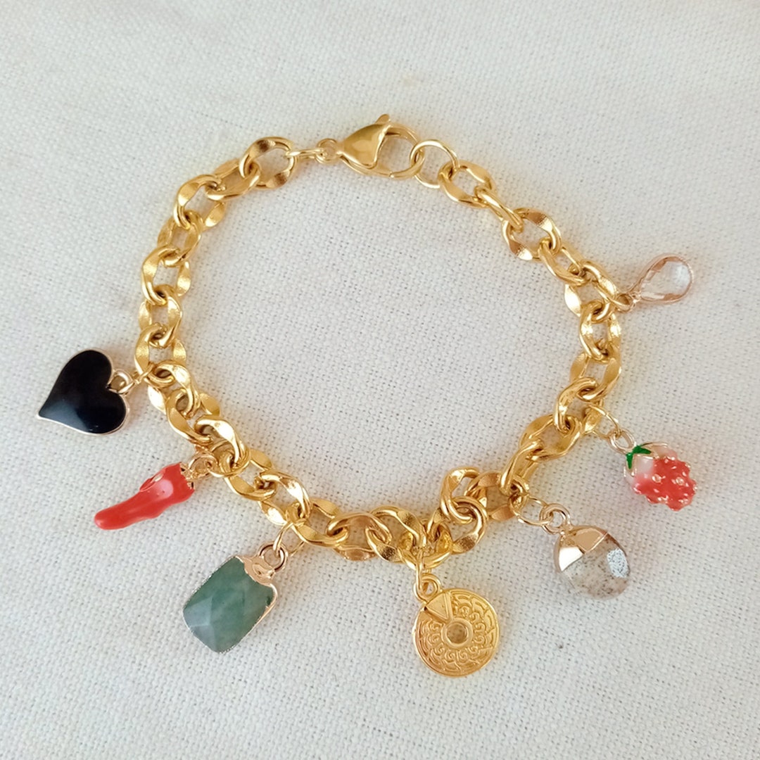 CHARM BRACELET Design Your Own Style, Stainless Steel Gold Charm ...