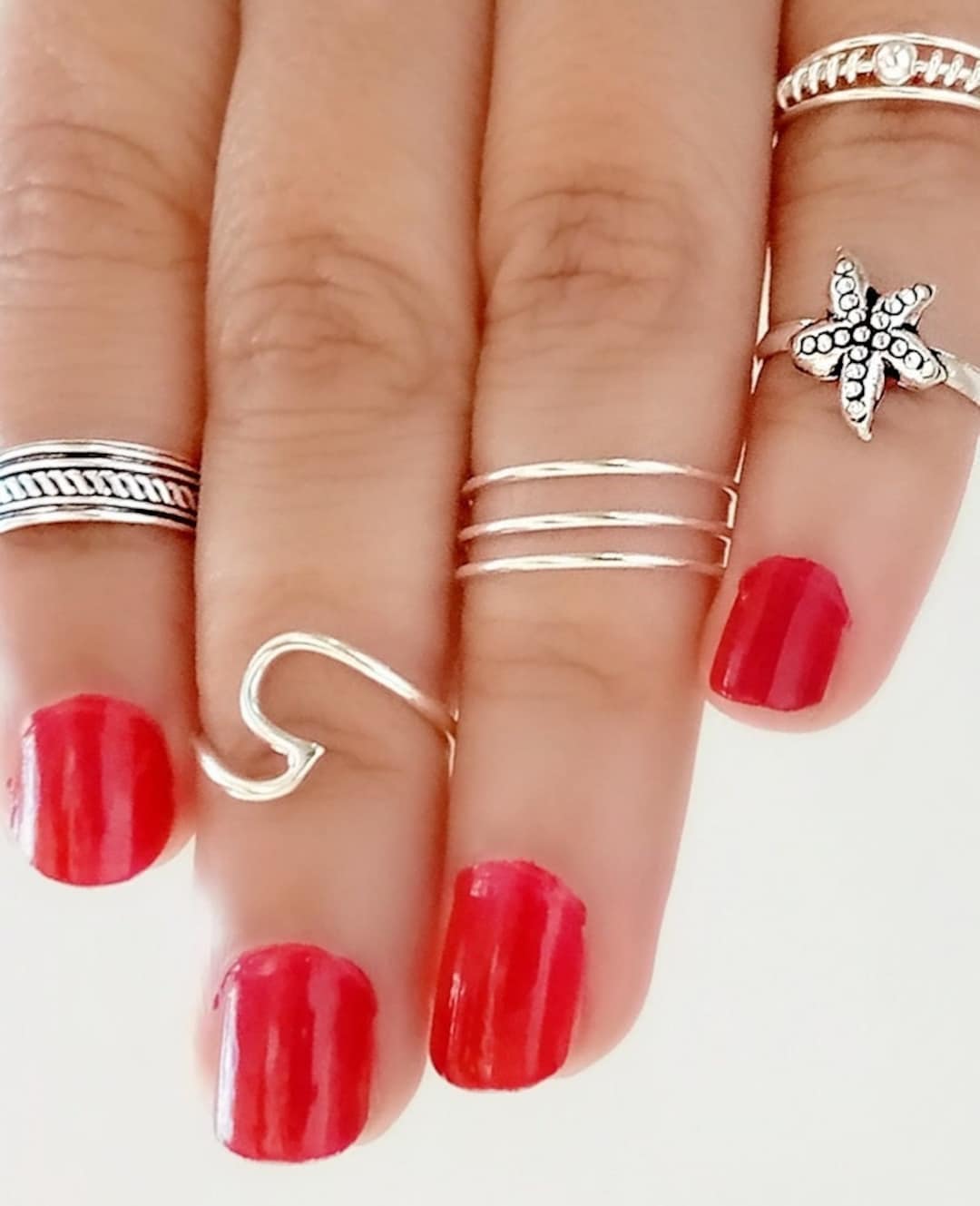 925 Sterling Silver Three Lines Foot Ring, Knuckle Ring, Foot Ring or ...