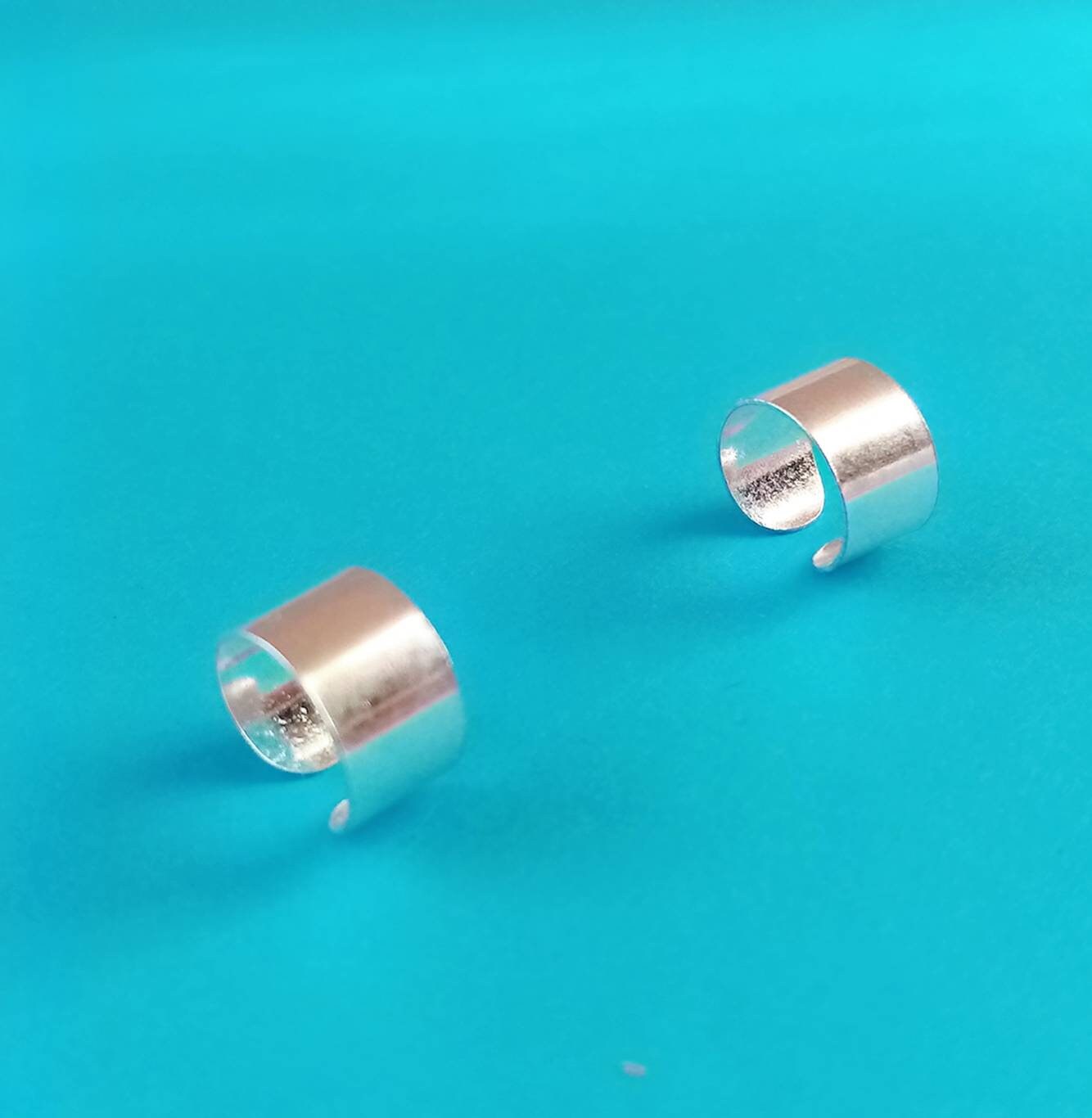 Non Pierce Full Ear Cuff Shiny Silver Smooth Ear Cuff, Earring Without ...