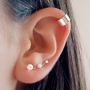 Non Pierce Full Ear Cuff Shiny Silver Smooth Ear Cuff, Earring Without ...