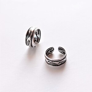 PAIR Wave Sterling Silver Ear Cuff No Piercing, Surfer Jewelry, Ocean ...