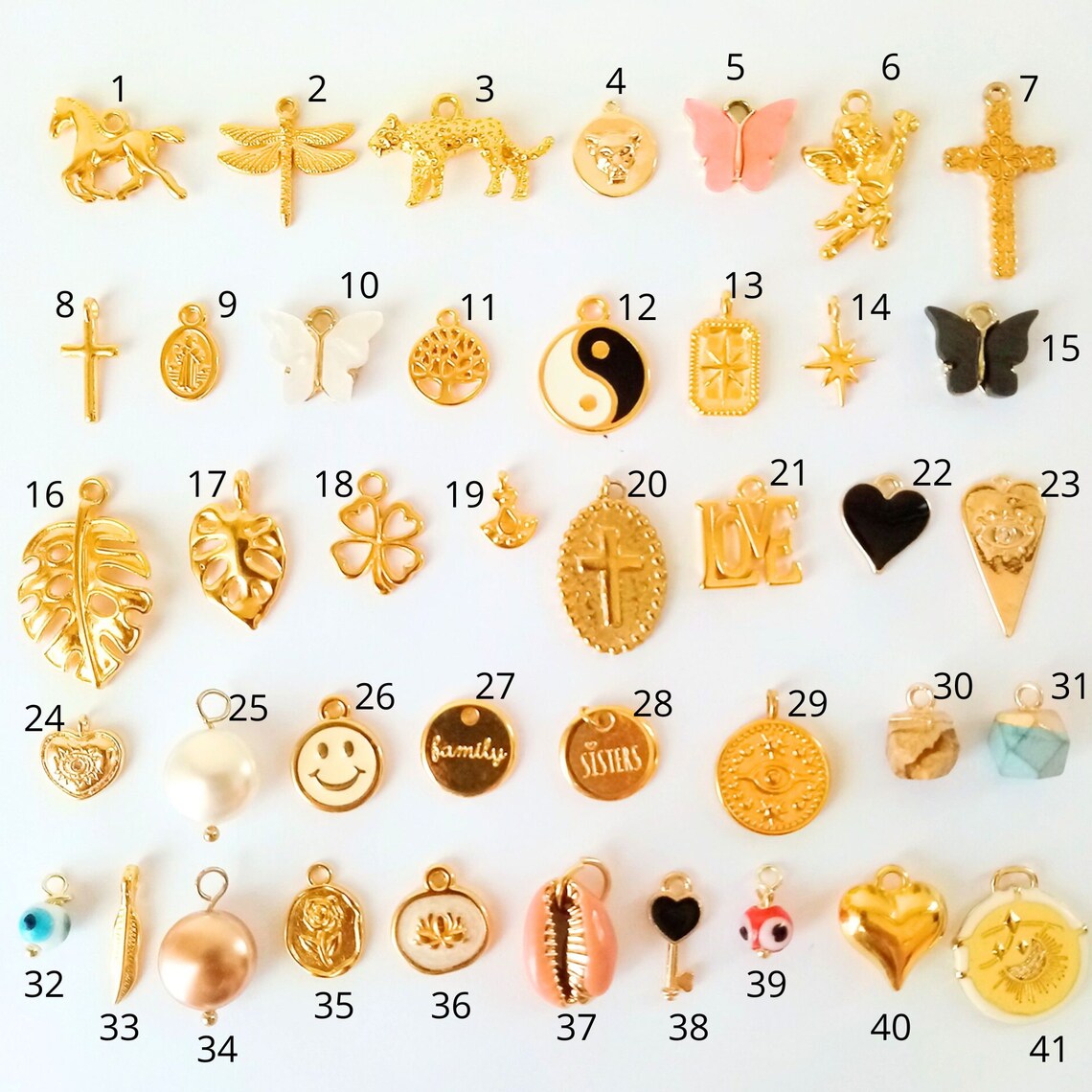 Build Your Own Custom Charm Necklace, Gold Plated Charm Necklace, +100 ...