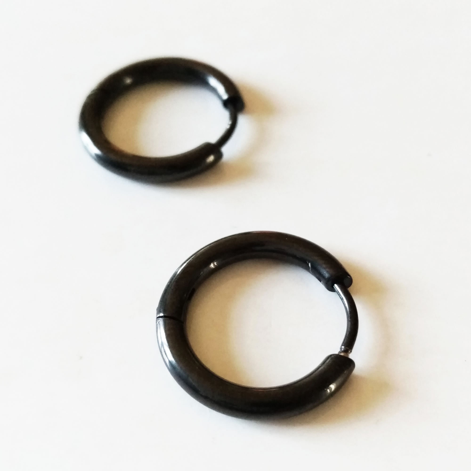Black Steel Hipster Hoops Men's Hoop Earrings Simple and - Etsy