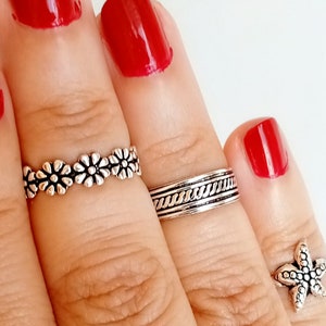 Foot Ring With Daisies in 925 Sterling Silver, Foot Ring With Flowers ...