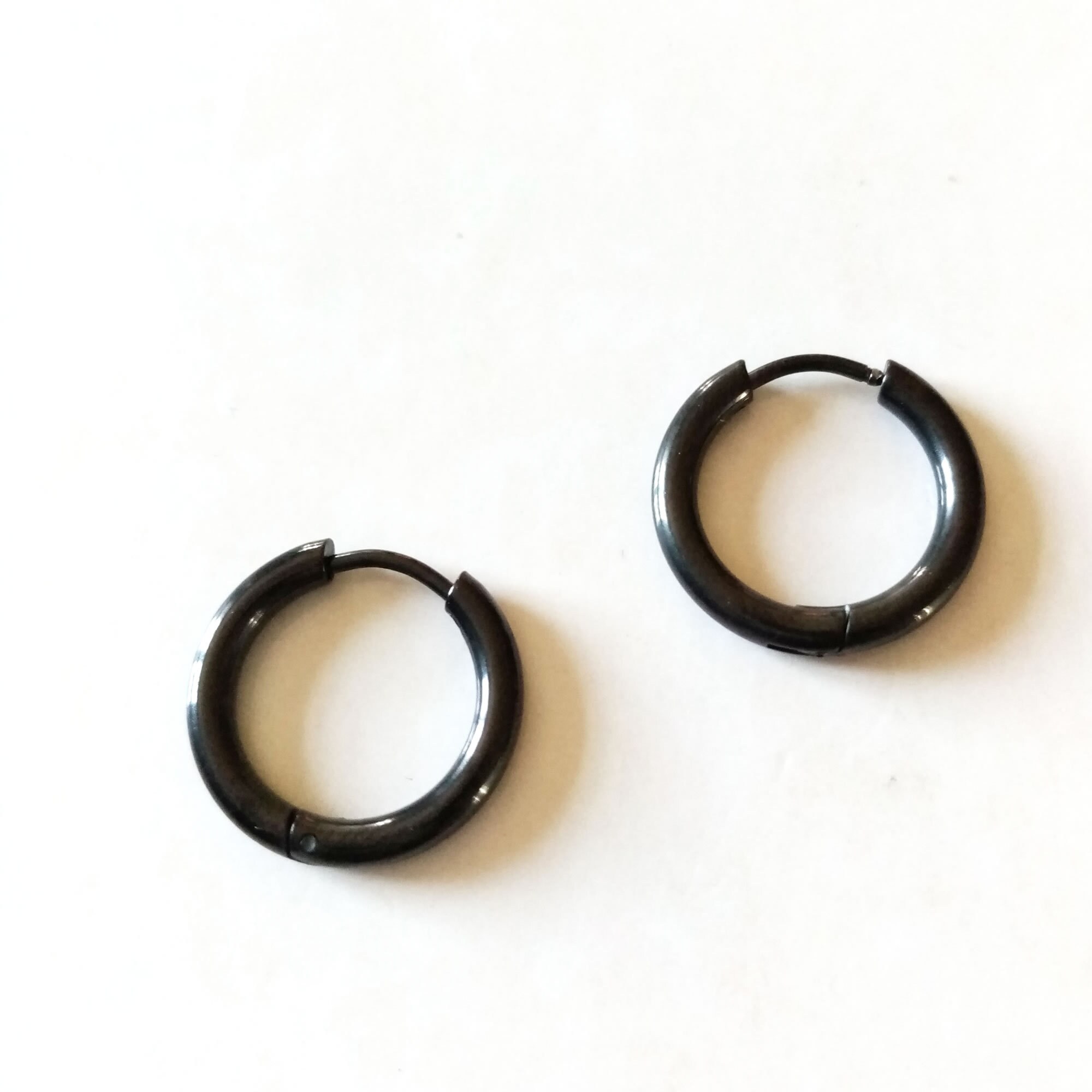 Black Steel Hipster Hoops Men's Hoop Earrings Simple and - Etsy