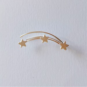 Silver Climbers Earrings With Stars / 925 Sterling Silver Ear Climbers ...