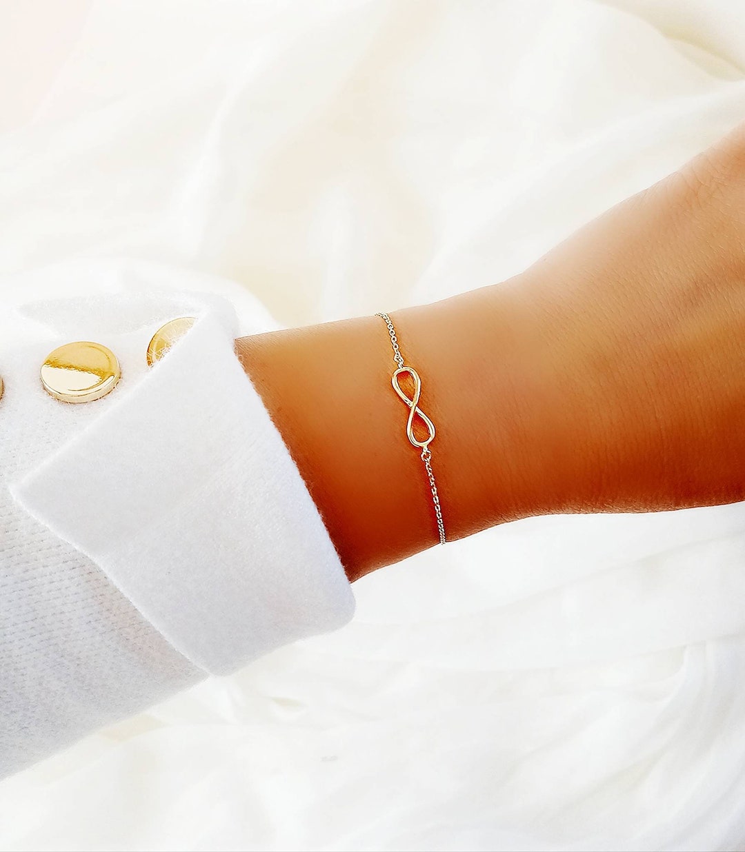 Infinity Gold Bracelet, Silver Bracelet With Gold Plating and Infinity ...