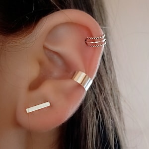 Non Pierce Full Ear Cuff Shiny Silver Smooth Ear Cuff, Earring Without ...