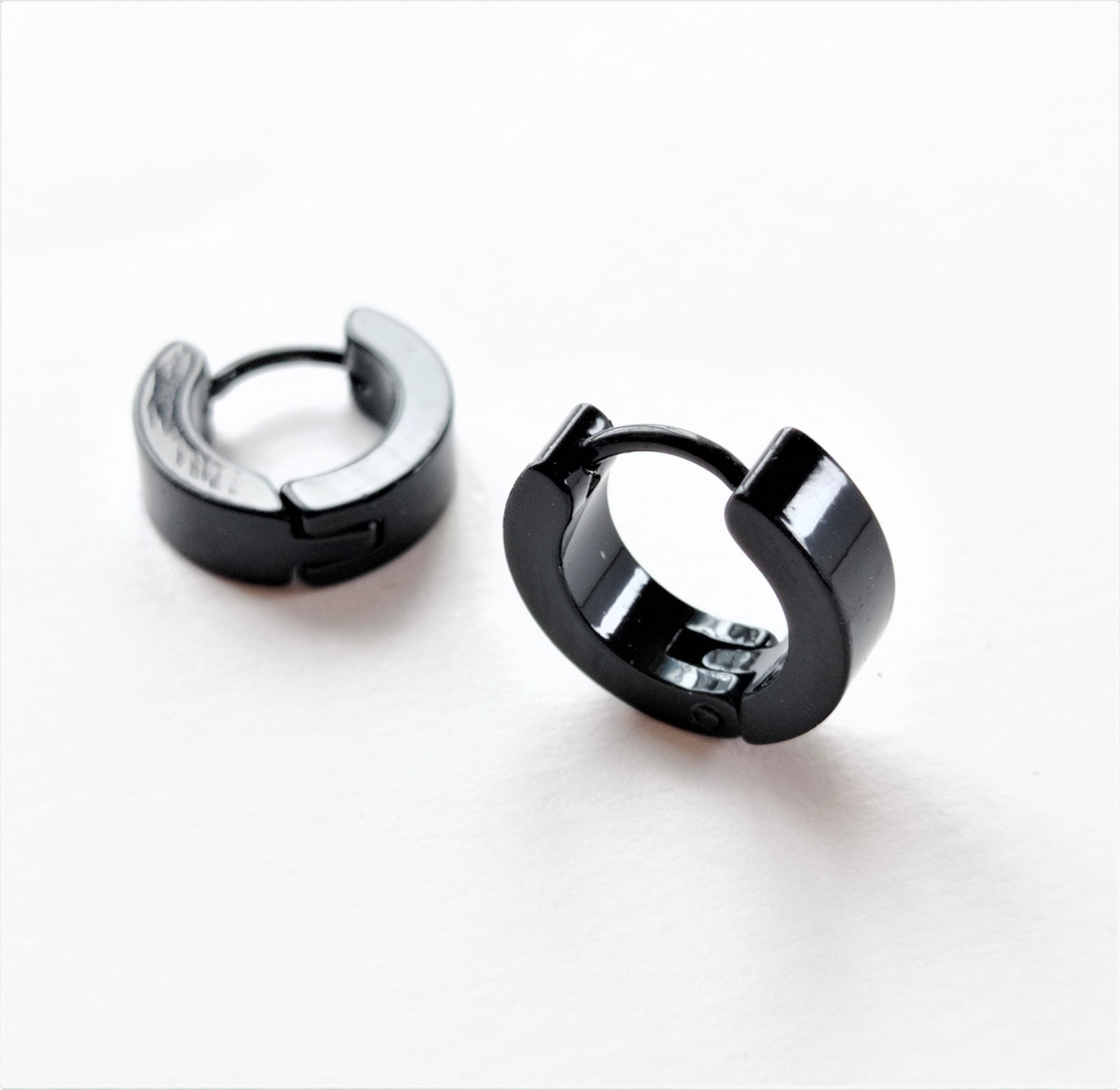 Black Hoop Earrings for Men or Woman, Matte Black Hoops, Black Hoops ...