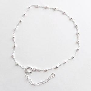 Silver Anklet With Beaded • Adjustable Sterling Silver Bead Anklet ...