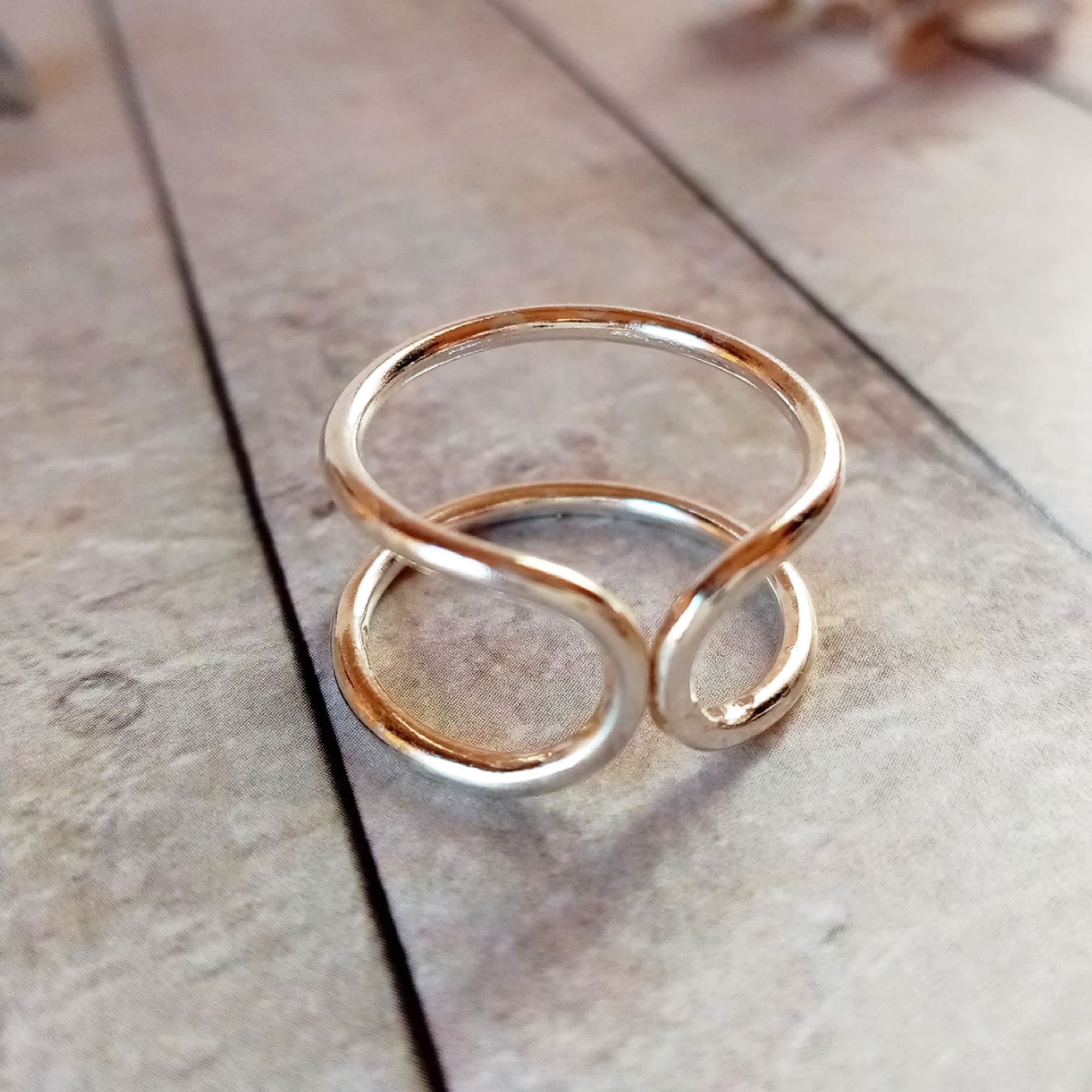 Double Silver Ring Silver Double Thread Women's Ring | Etsy