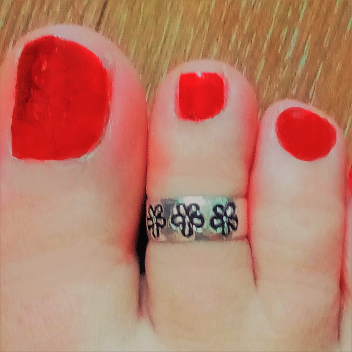 Toe Ring in 925 Sterling Silver Flower Power Midi Ring for | Etsy