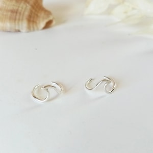 PAIR Wave Sterling Silver Ear Cuff No Piercing, Surfer Jewelry, Ocean Wave Earcuff, Silver 925 ...