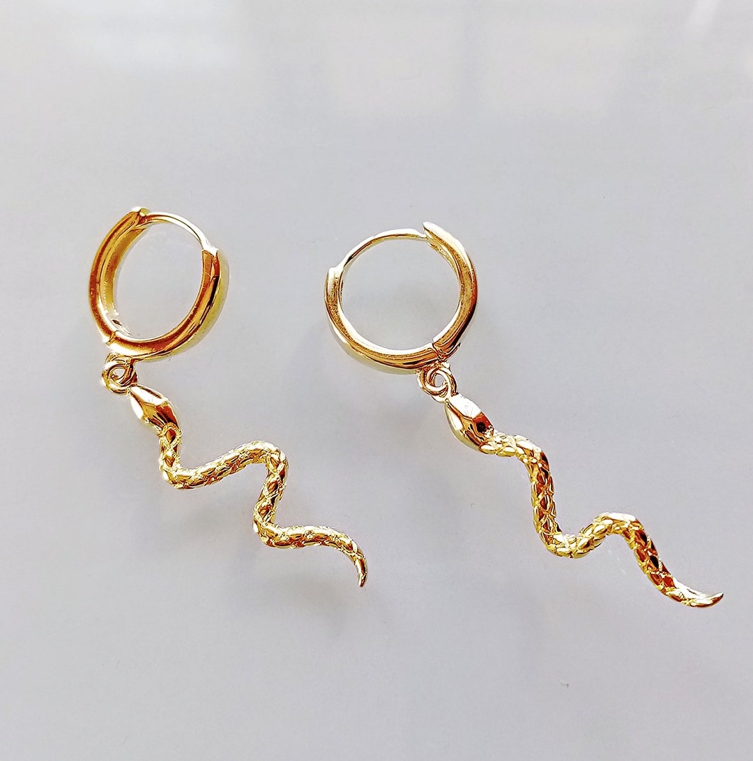 Snake Hoop Earrings, 925 Silver Snake Earrings, Minimalist Snake ...