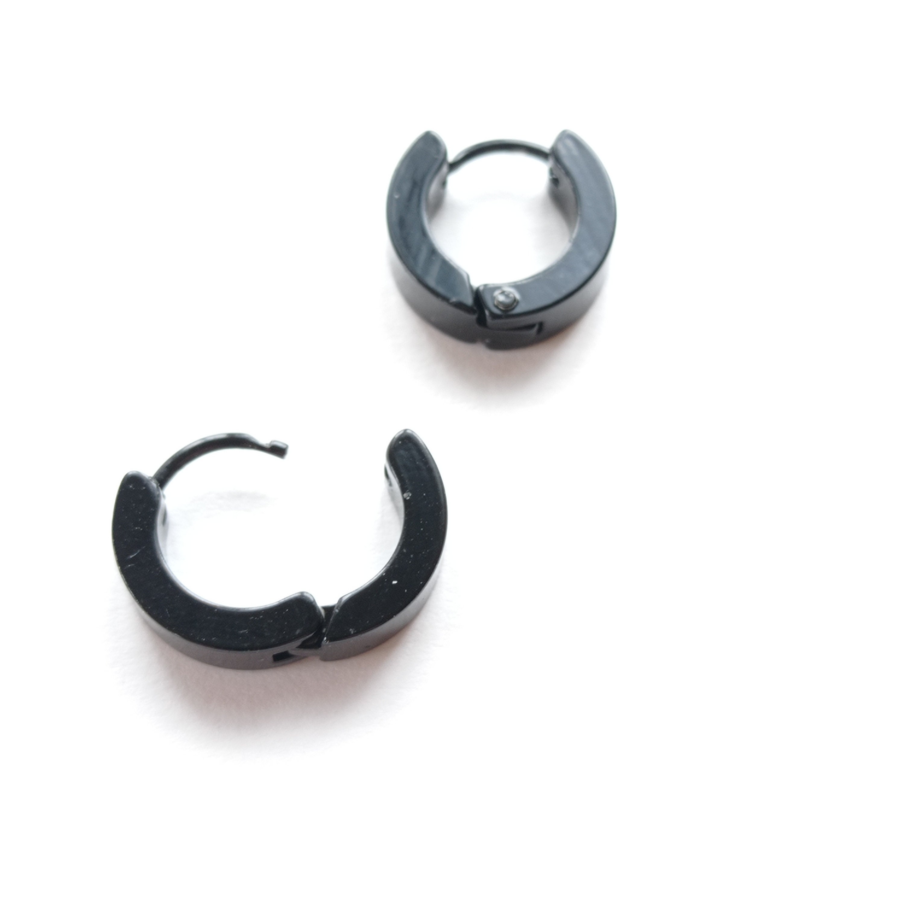 Black Hoop Earrings for Men or Woman, Matte Black Hoops, Black Hoops ...