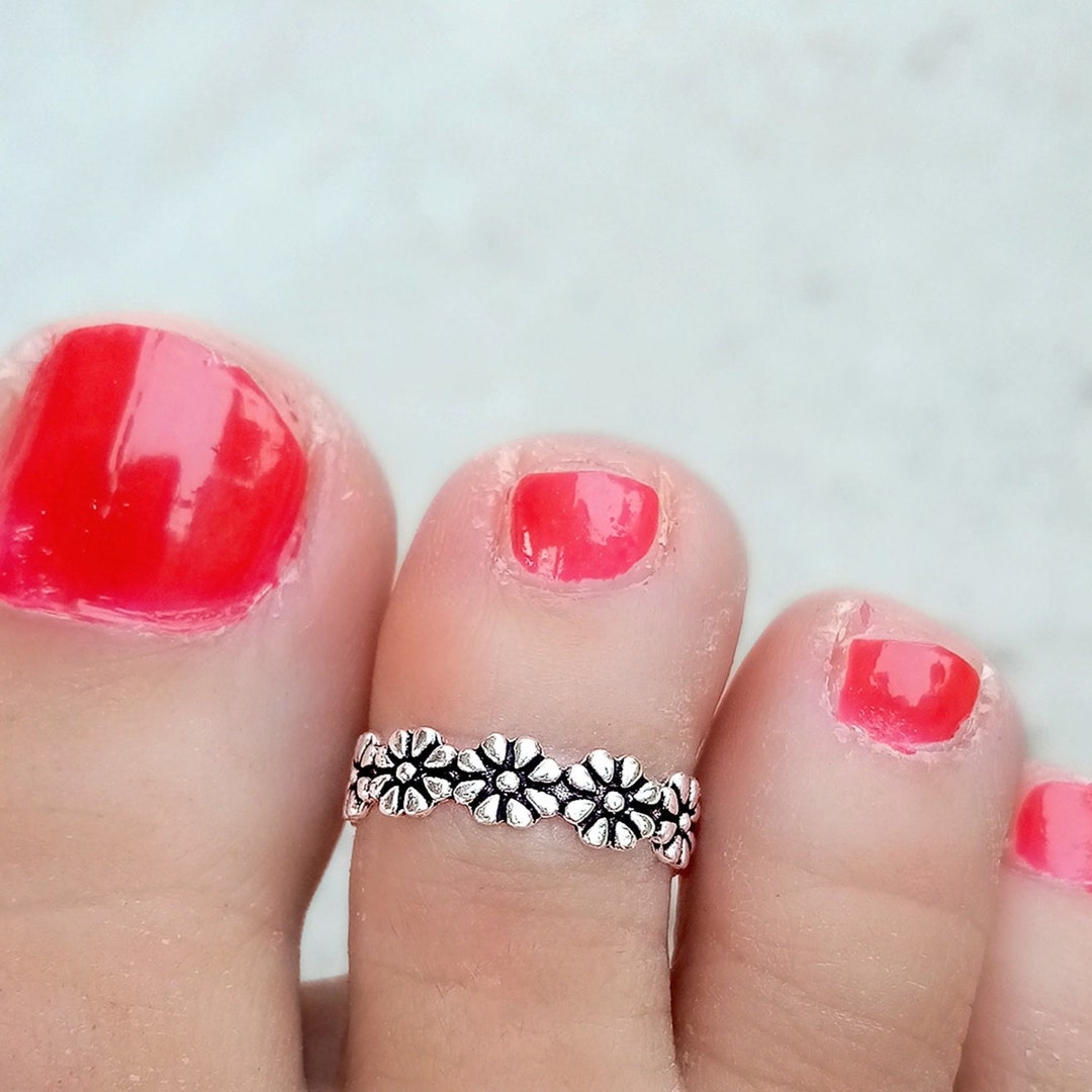 Foot Ring With Daisies in 925 Sterling Silver, Foot Ring With Flowers ...
