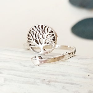 925 Sterling Silver Tree of Life Ring, Open and Adjustable Tree of Life ...