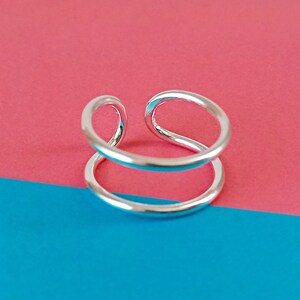 Double Silver Ring Silver Double Thread Women's Ring - Etsy