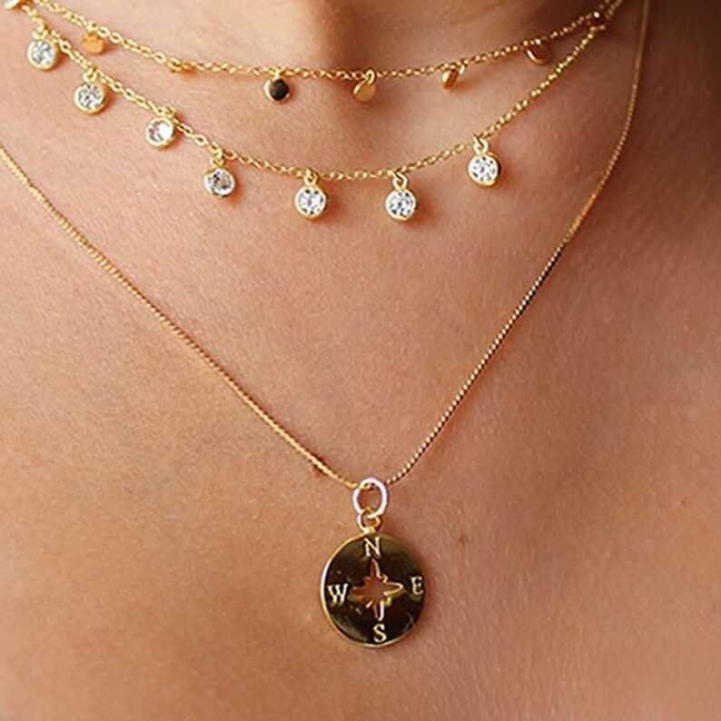 Wind Rose Necklace Wind Rose Pendant Choker Silver Choker | Etsy