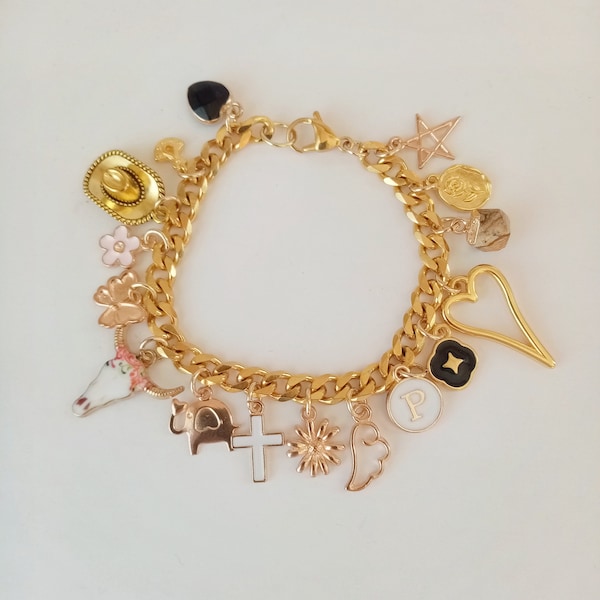 Gold Charm Bracelet - Etsy
