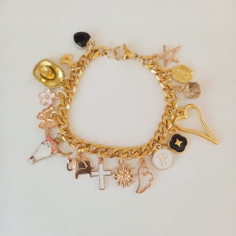 Gold Charm Bracelet - Etsy