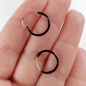 Black Hoops Various Diameters: 10mm -12mm -14mm, Black Men's Earrings ...