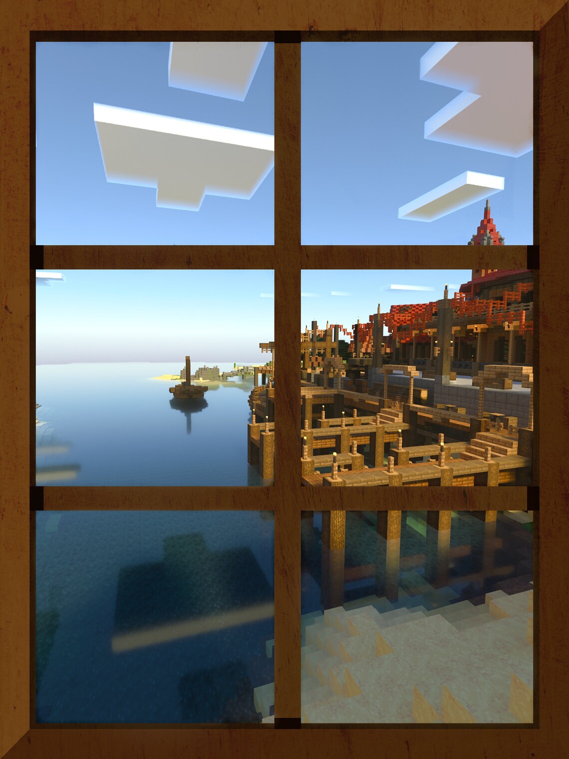 Minecraft Window Poster - RTX Dock and Water, Minecraft Poster, Video ...