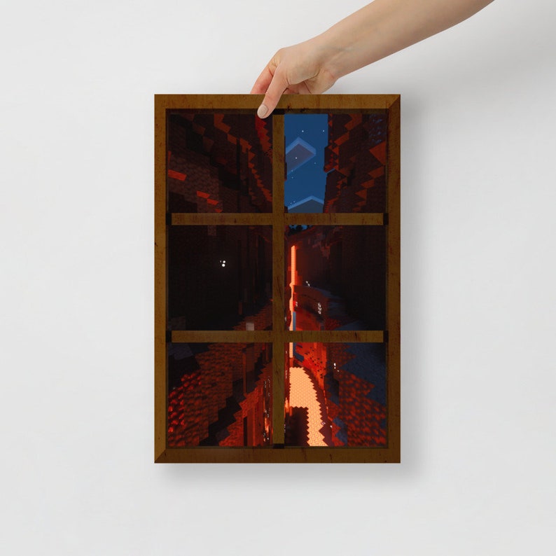 Minecraft Window Poster, Minecraft Poster, Lava Filled Ravine ...