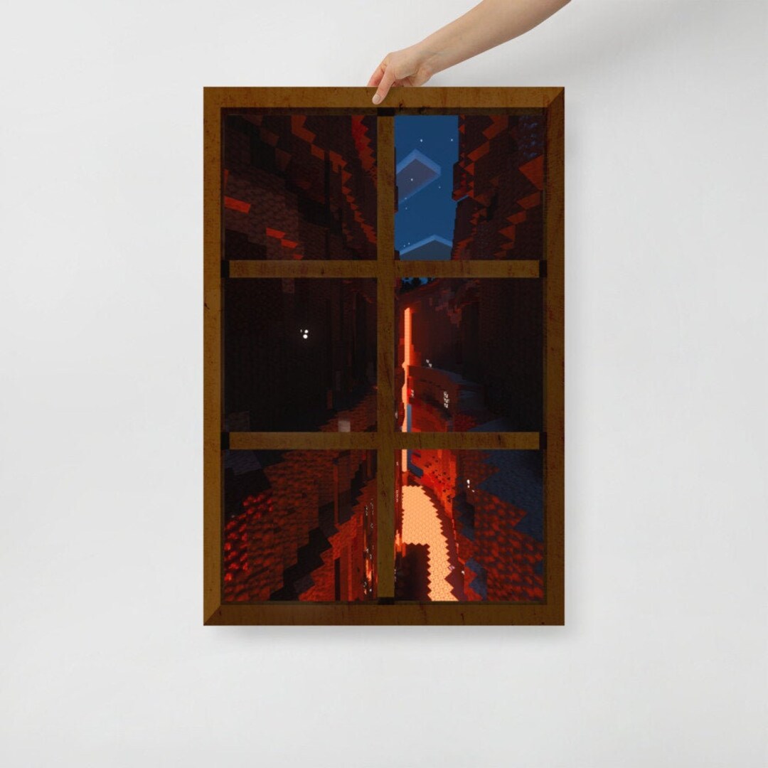 Minecraft Window Poster, Minecraft Poster, Lava Filled Ravine ...