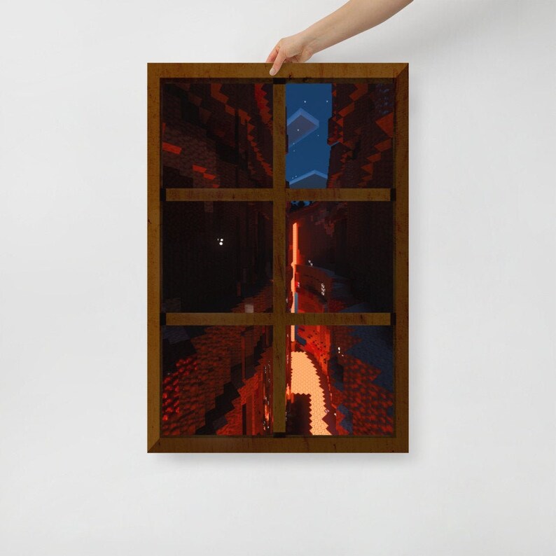 Minecraft Window Poster, Minecraft Poster, Lava Filled Ravine ...