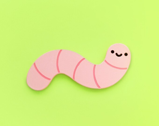 Worm Enamel Pin | Soft Enamel Bug Pin | Cute Dyed Metal Lapel Pin - Etsy