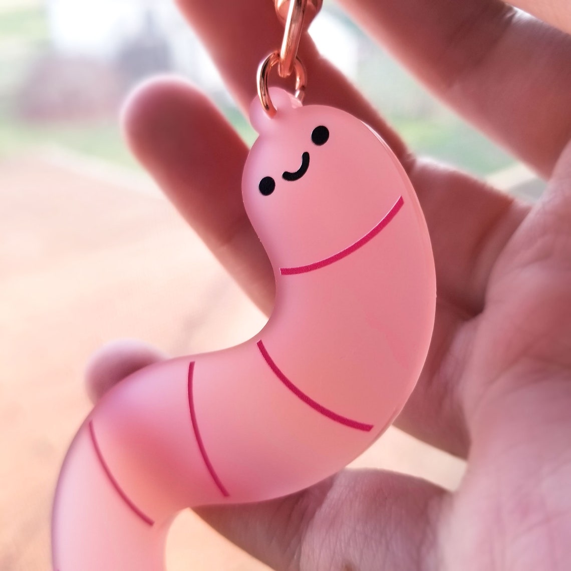 Cute Worm Keychain 3 in Single-sided Kawaii Charm Frosted - Etsy