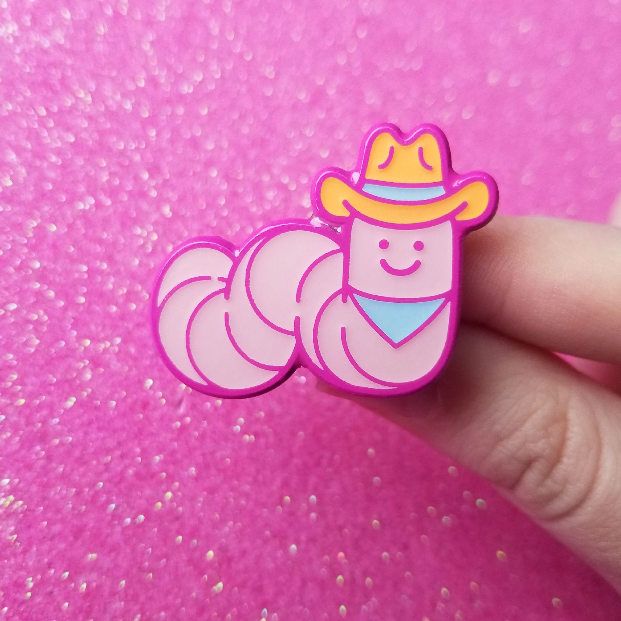 V2 Cowboy Worm Enamel Pin Soft Enamel Bug Pin Cute Cowboy - Etsy