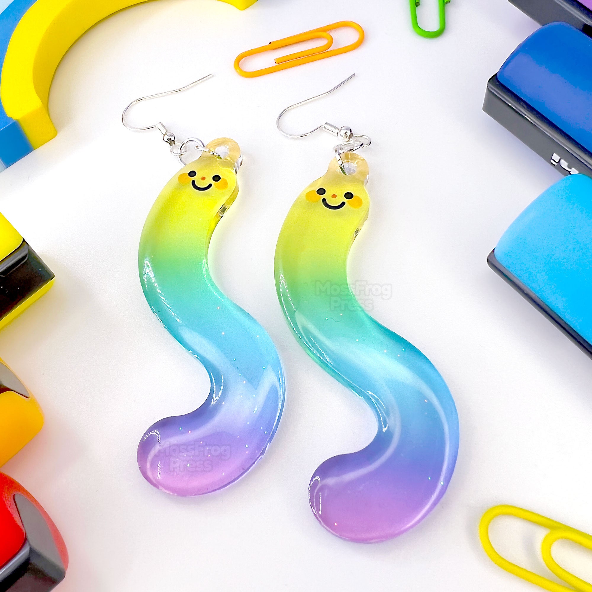 Rainbow Gummy Worm Earrings Acrylic Worm Earring Set Cute - Etsy