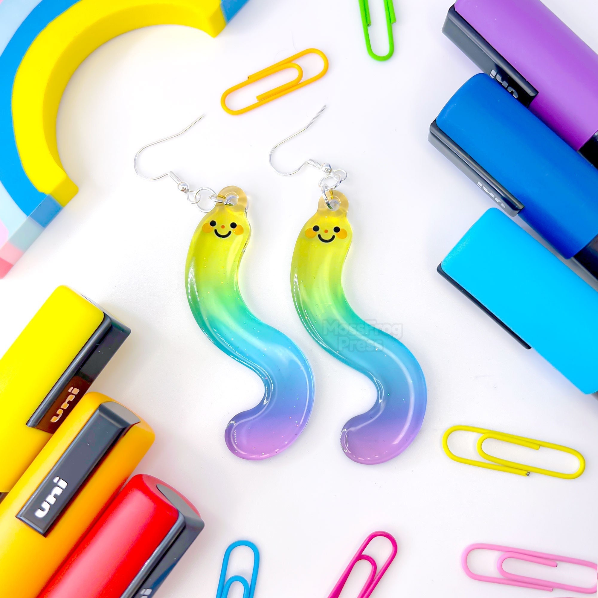 Rainbow Gummy Worm Earrings Acrylic Worm Earring Set Cute - Etsy