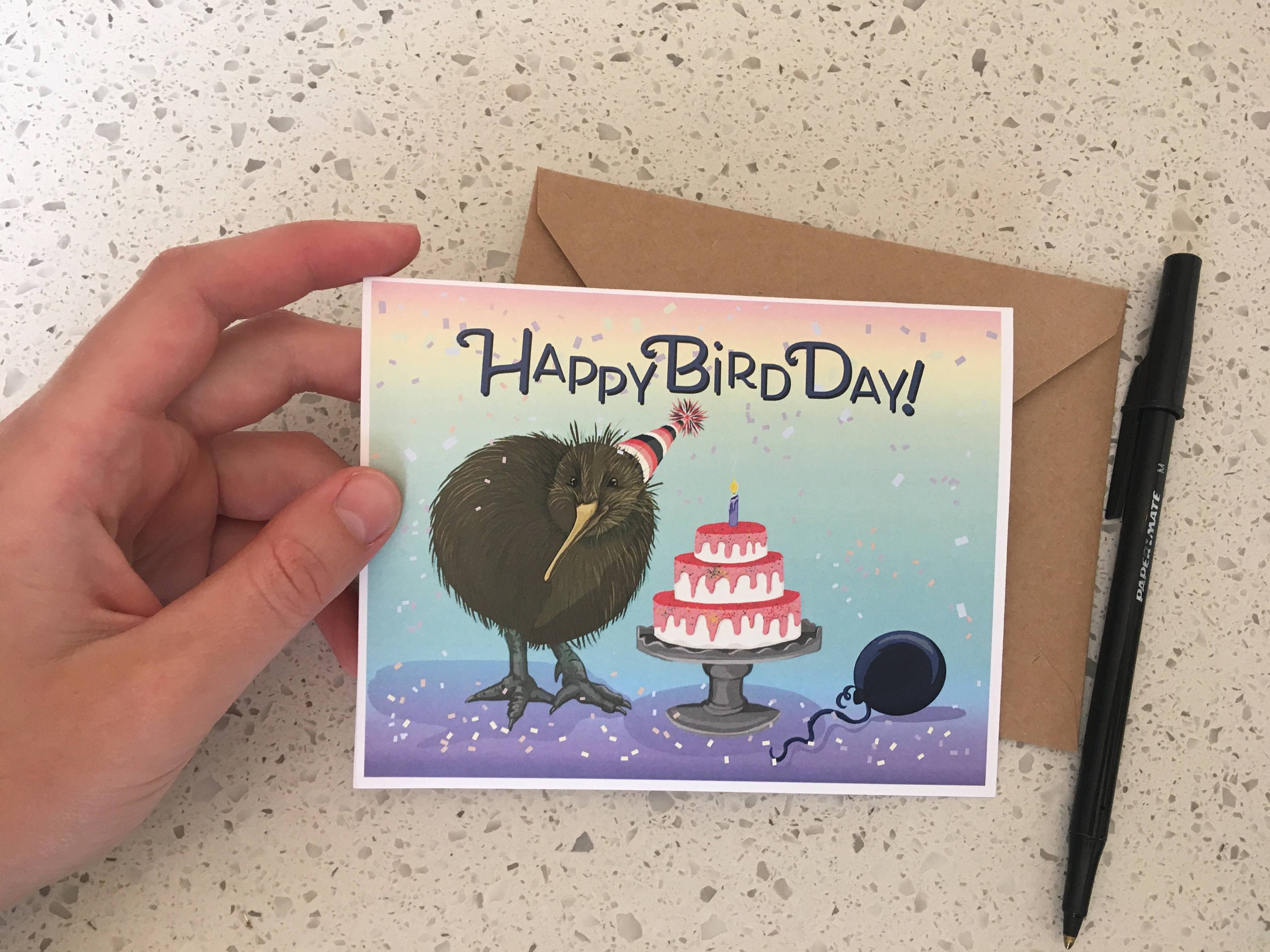 Funny Bird Pun Birthday Greeting Card, Kiwi Bird - Etsy