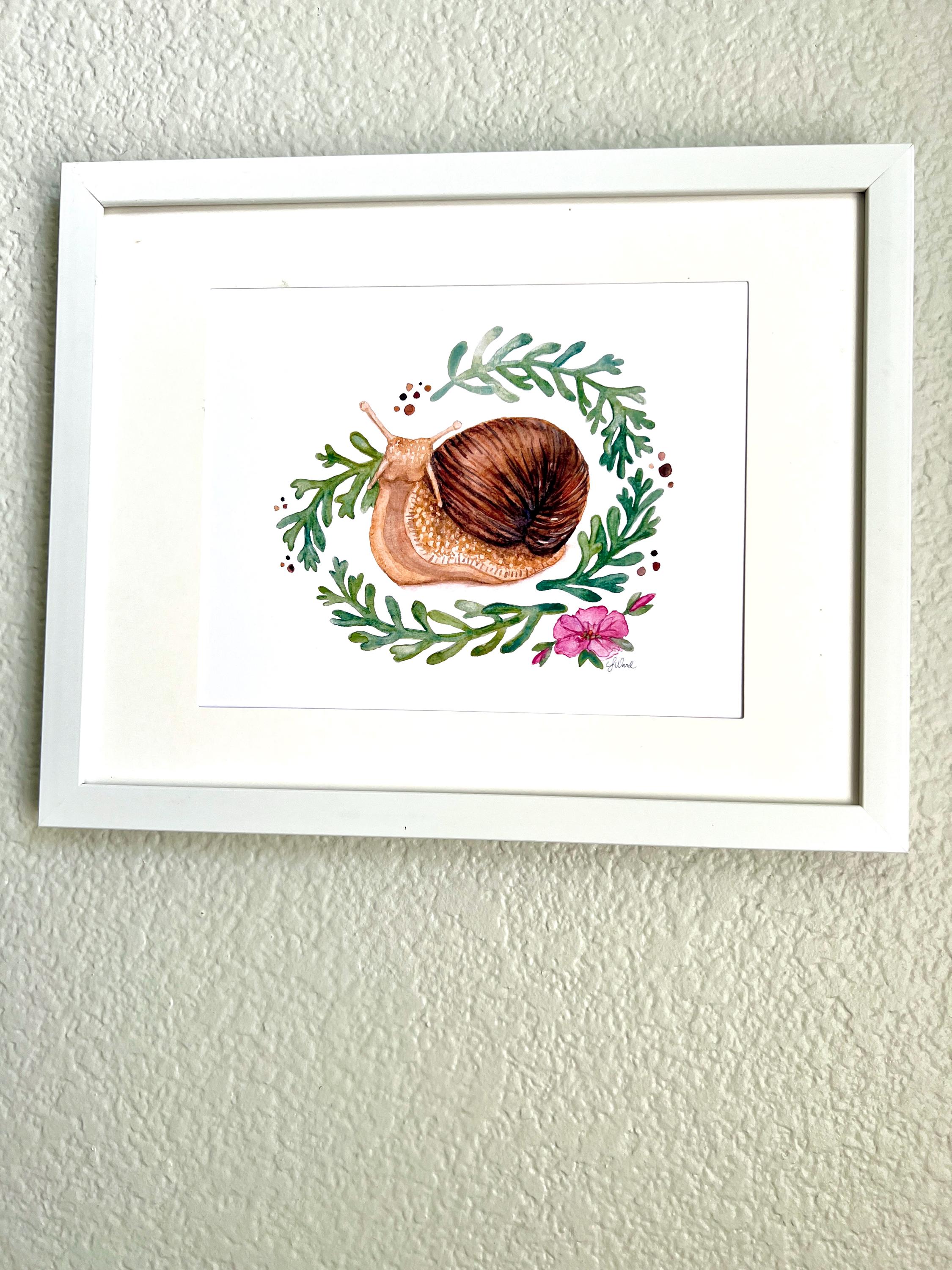 Floral Snail Watercolor Art Print - Etsy