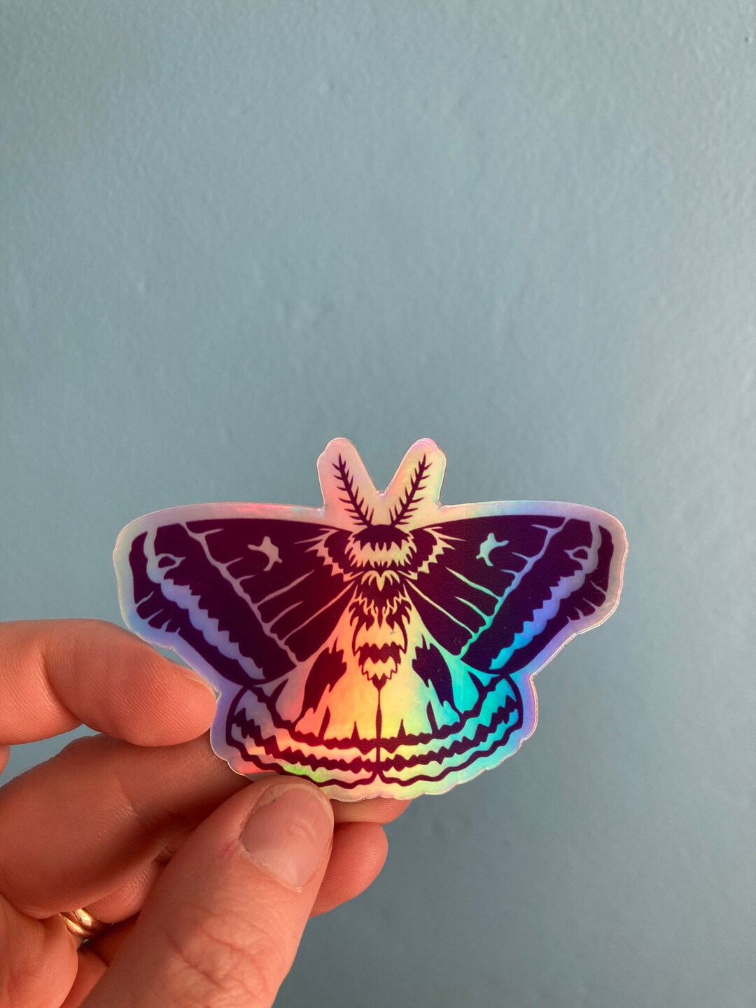 Holographic Moth Sticker in Deep Purple Color for Laptops, Water Bottle ...