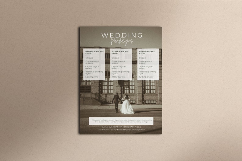 Wedding Photographer Template Photographer Pricing Packages Template ...
